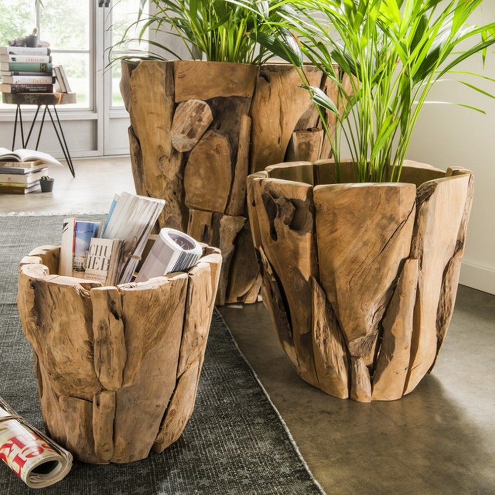 Deko Holztopf Flint Holz recycelt Natur | Blumentöpfe | Dekoration ...